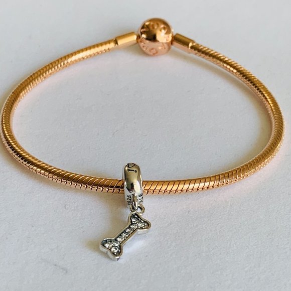Pandora | Jewelry | Pandora Rose Gold Bracelet I Love My Dog Bone ...